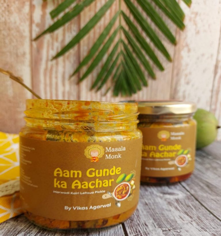 Aam Gunde ka Achar/Marwari Kairi Lehsua Pickle - Masala Monk
