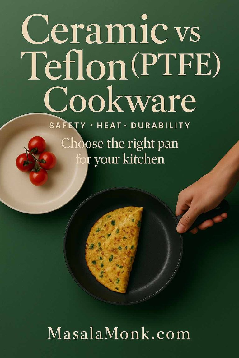 Ceramic vs Teflon (PTFE) cookware: Safety, Heat & Durability