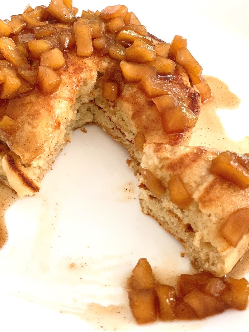 Fluffy Buttermilk Pancakes with Stewed Cinnamon Apples - Masala Monk