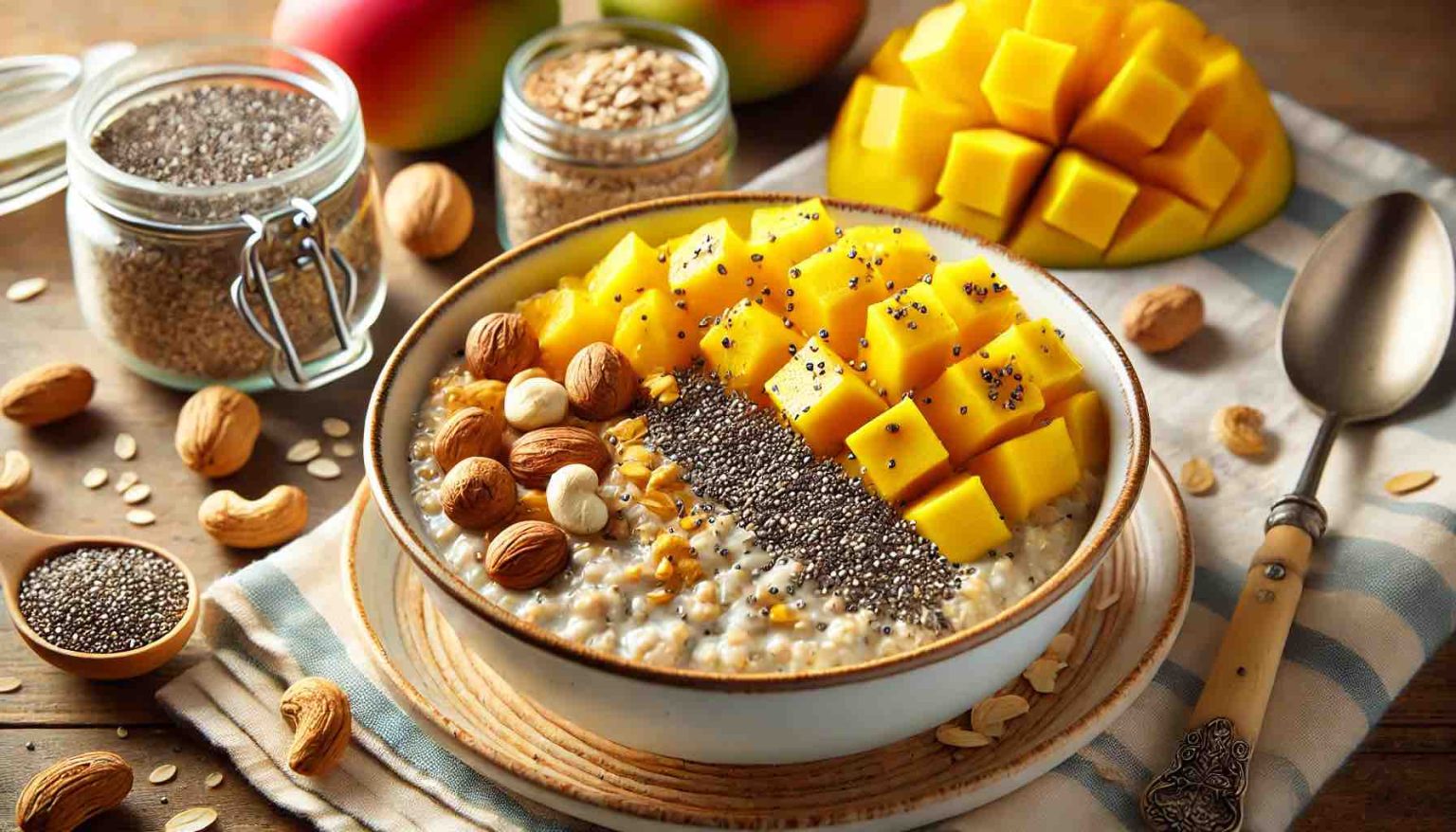 Chia Pudding - Steel Cut Oats, Mango, Chia Seeds, Fox Nuts - Masala Monk