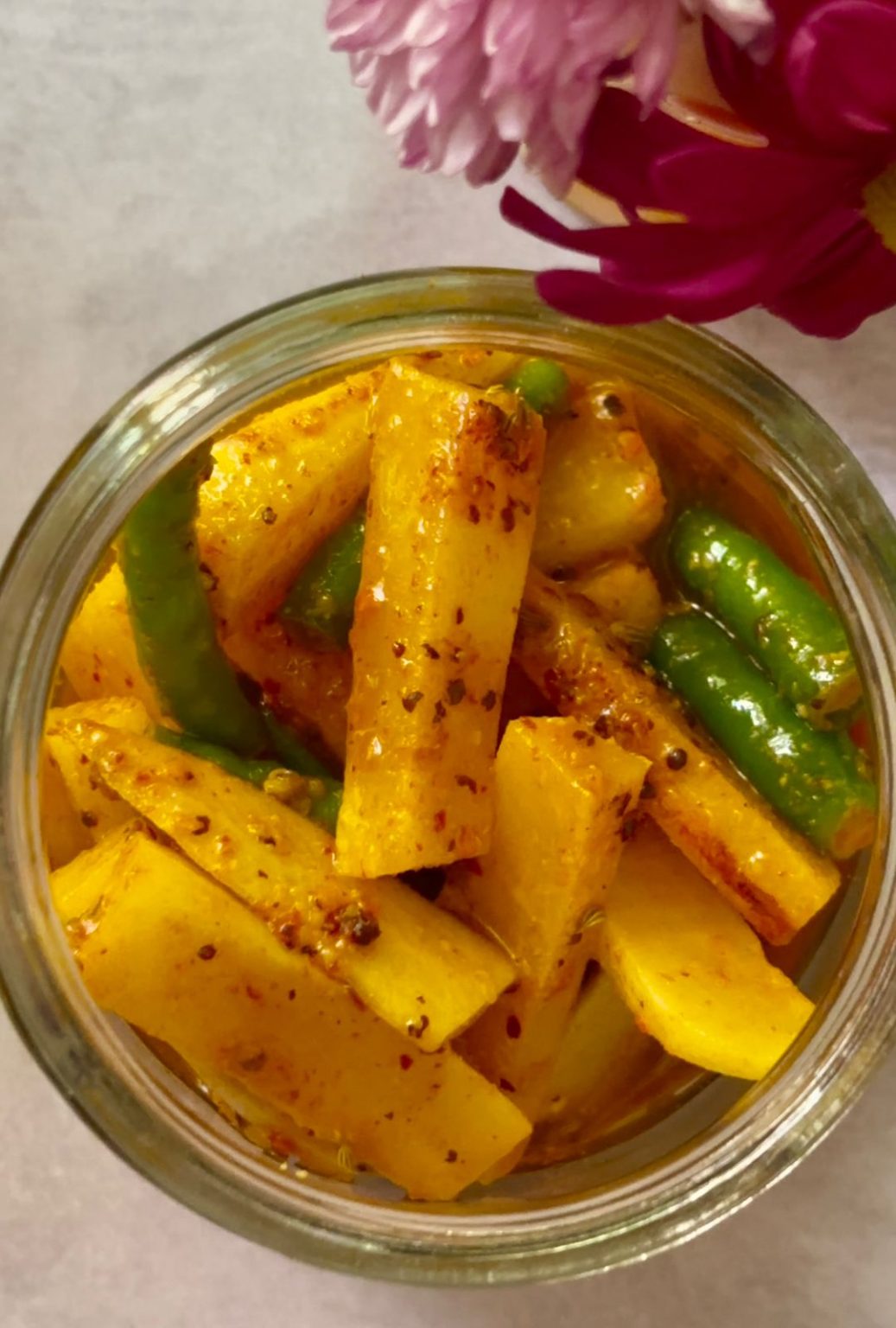 Mooli Green Chilli Pickle Recipe - Masala Monk