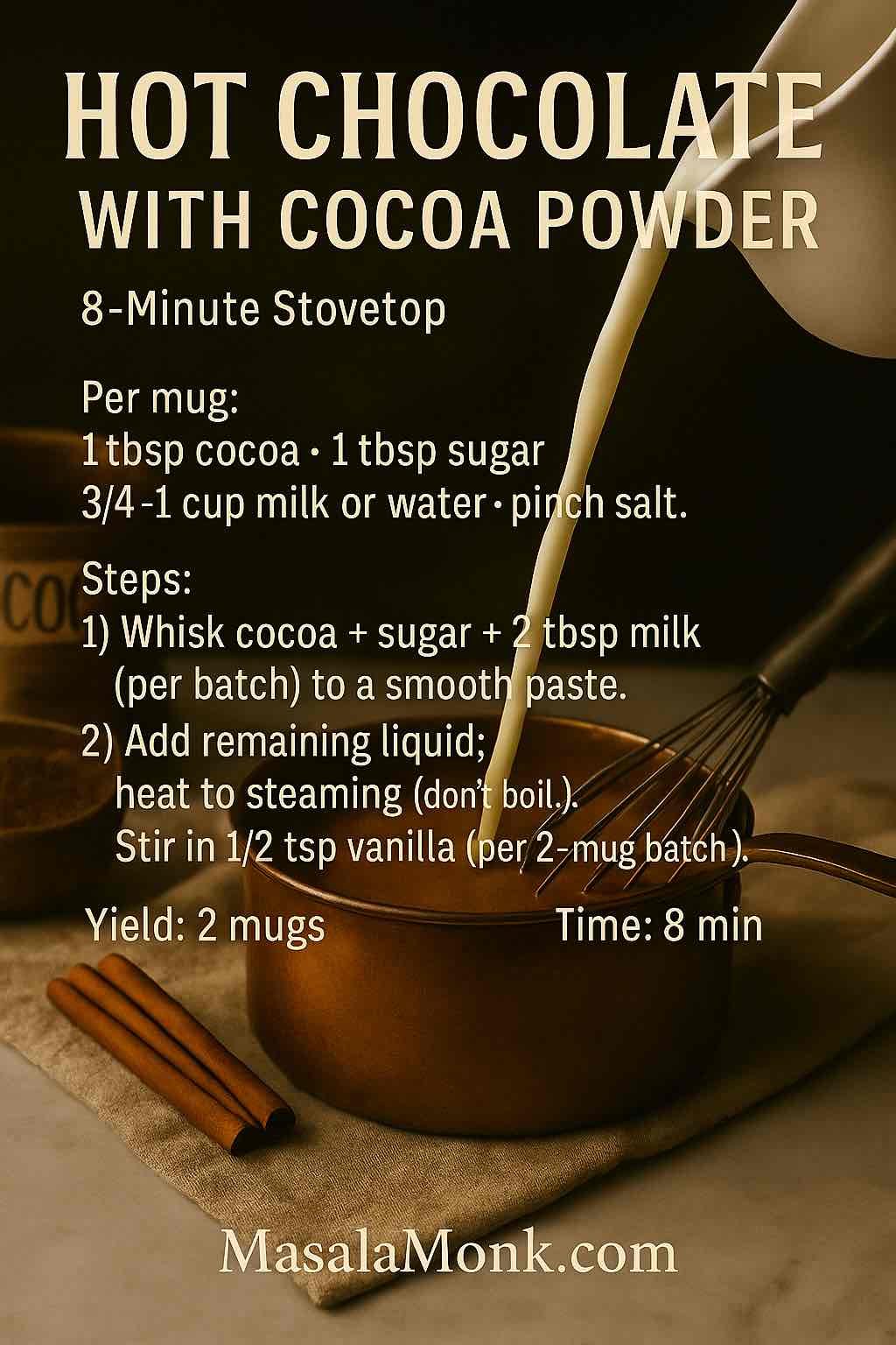 Hot Chocolate with Cocoa Powder – Easy Homemade Recipe | Masala Monk