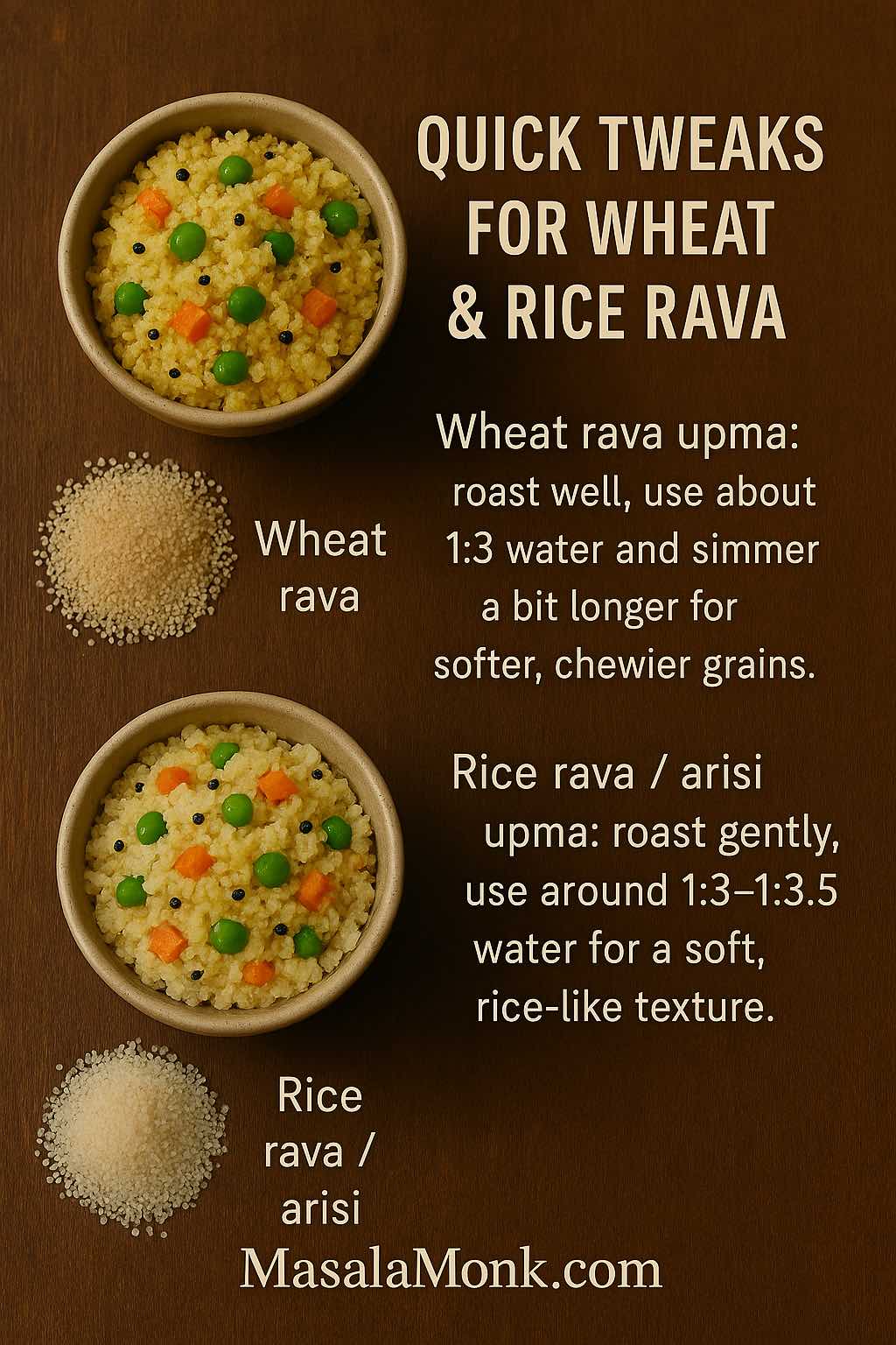Upma Recipe (10+ Variations) – Rava, Millet, Semiya & Oats | Masala Monk