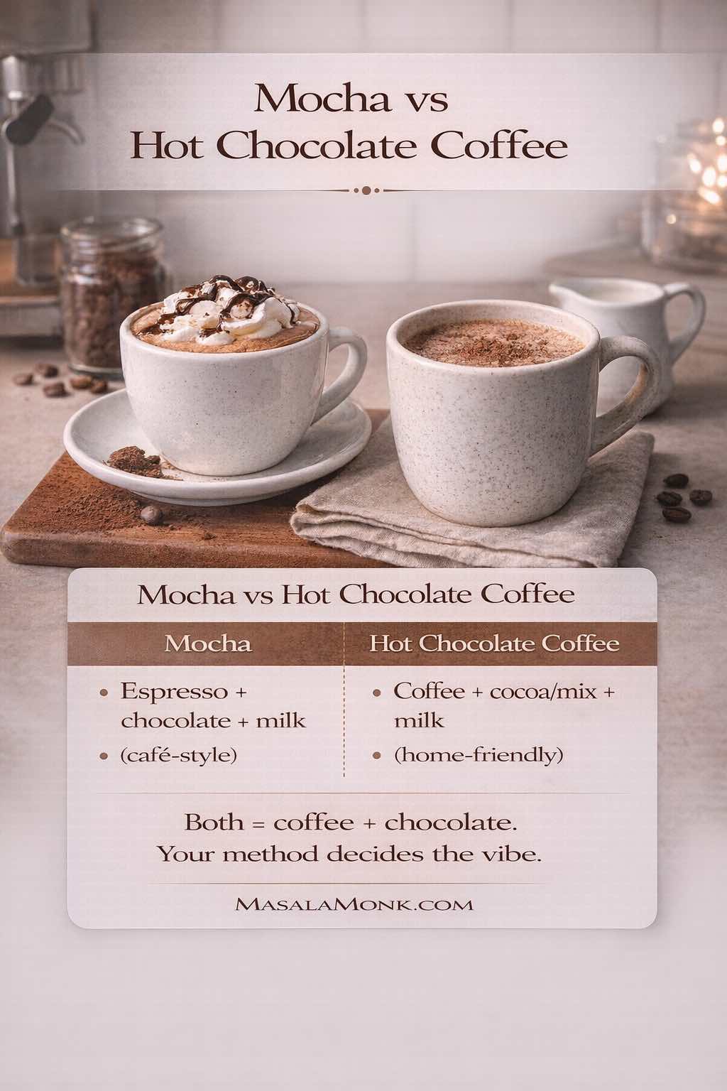 Hot Chocolate Coffee: 3 Easy Recipes (Cocoa, Mix, or Espresso) - Masala ...