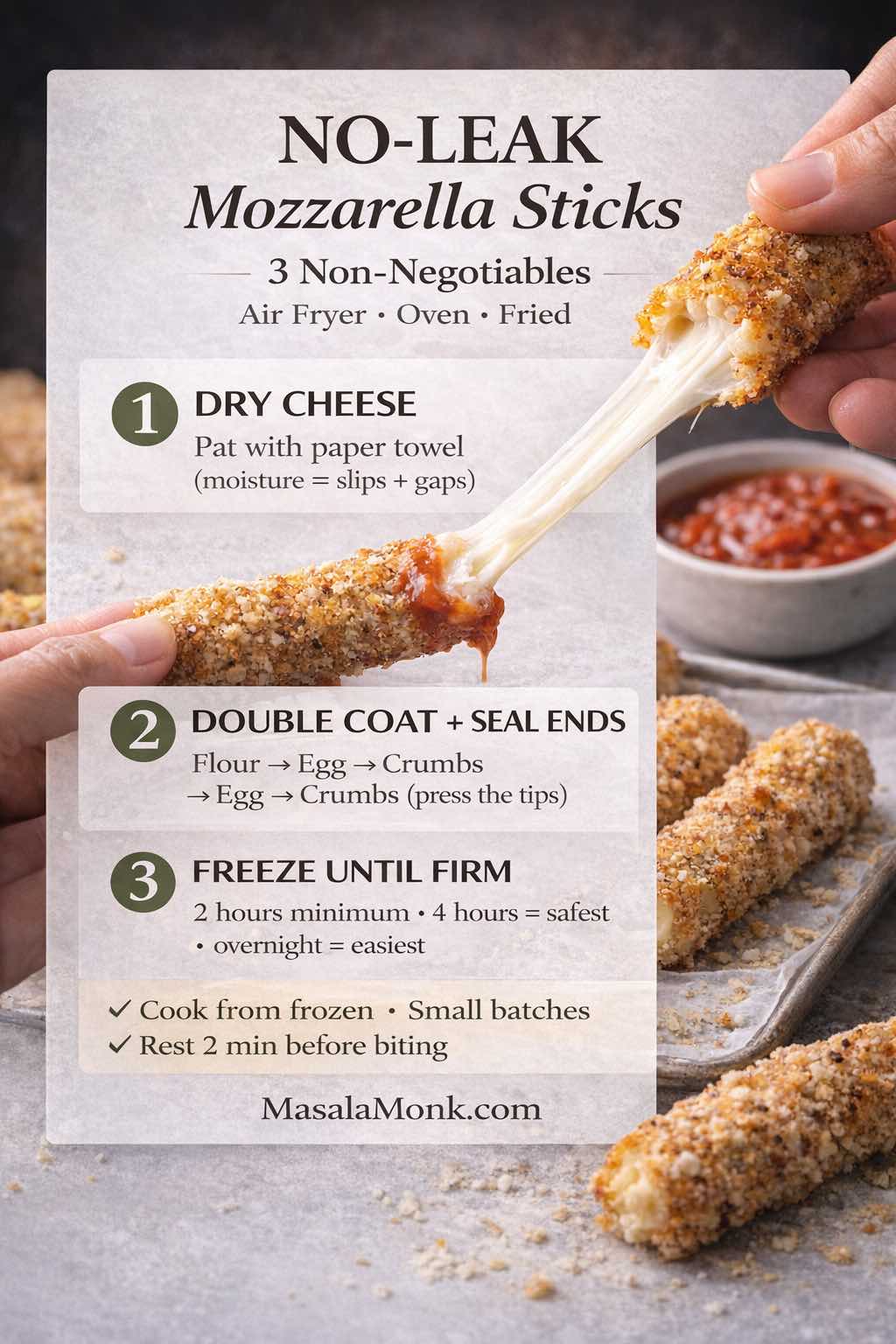 Mozzarella Sticks Recipe | Homemade | (Air Fryer, Oven or Fried ...