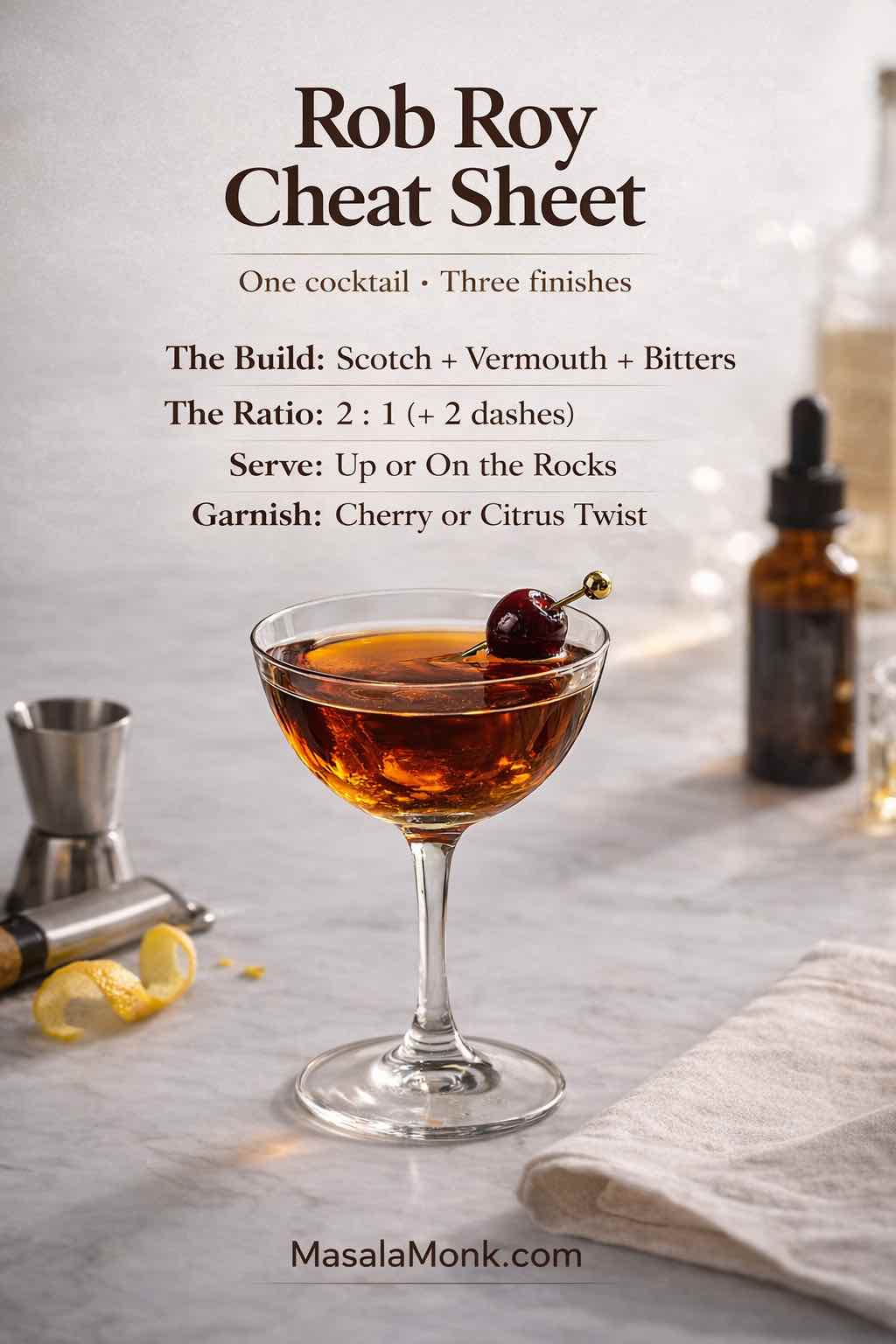 Rob Roy Recipe (Classic Cocktail Drink + Perfect + Dry + Sweet ...