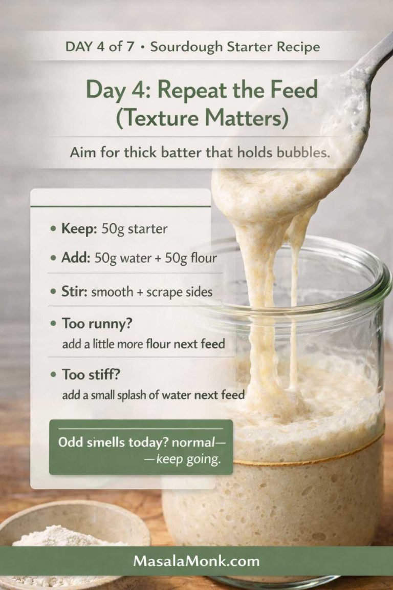 Sourdough Starter Recipe for Beginners: 7-Day Method + Fixes | Masala Monk