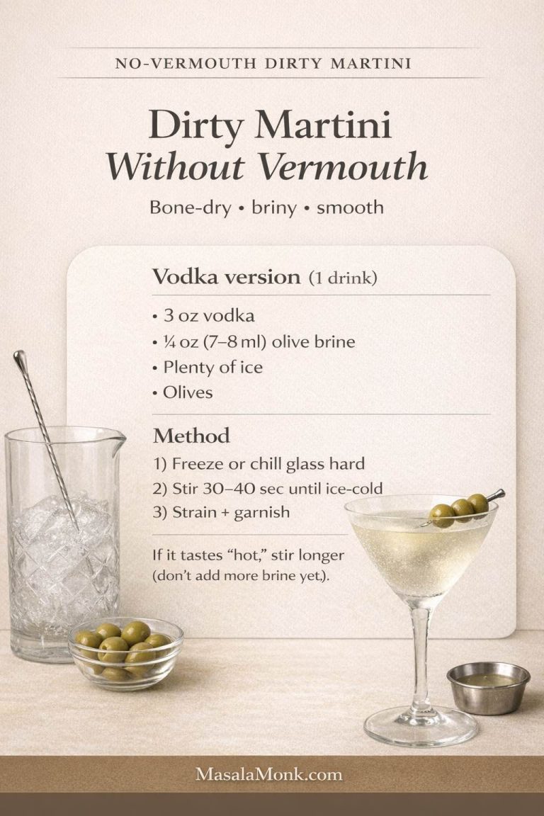 Easy Dirty Martini Recipe (Classic, Extra Dirty + No Vermouth) | Masala ...