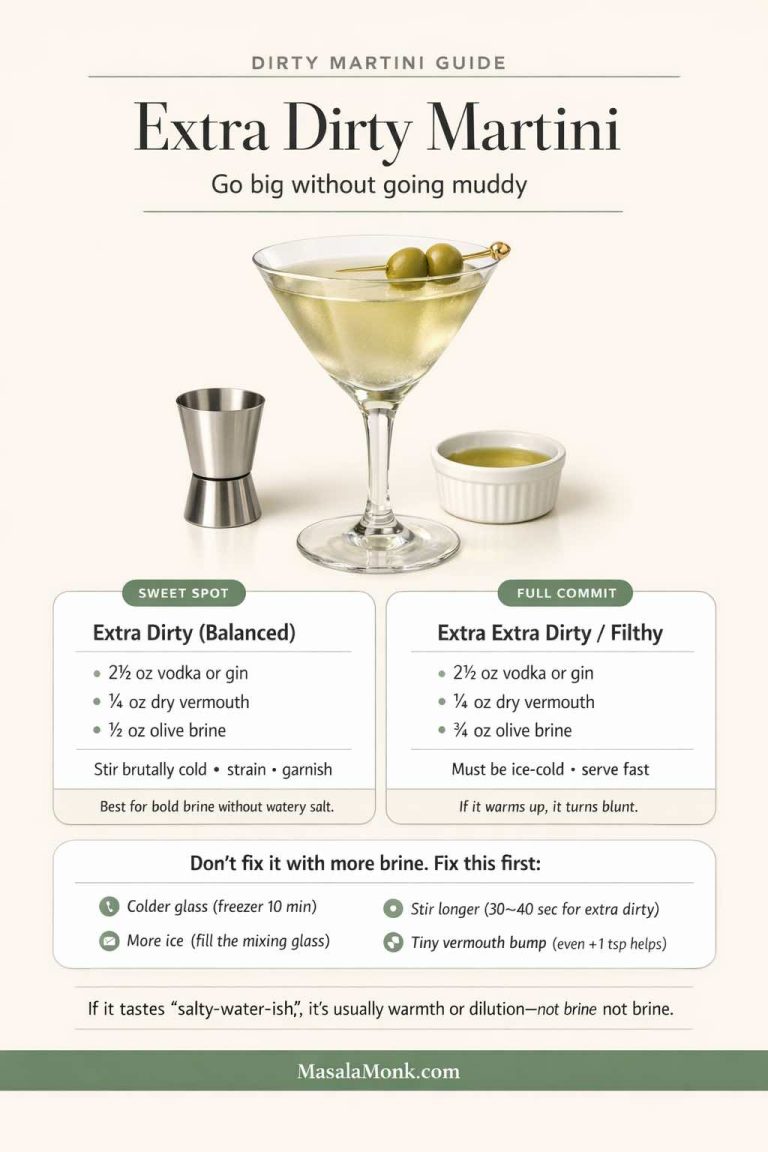 Easy Dirty Martini Recipe (Classic, Extra Dirty + No Vermouth) | Masala ...