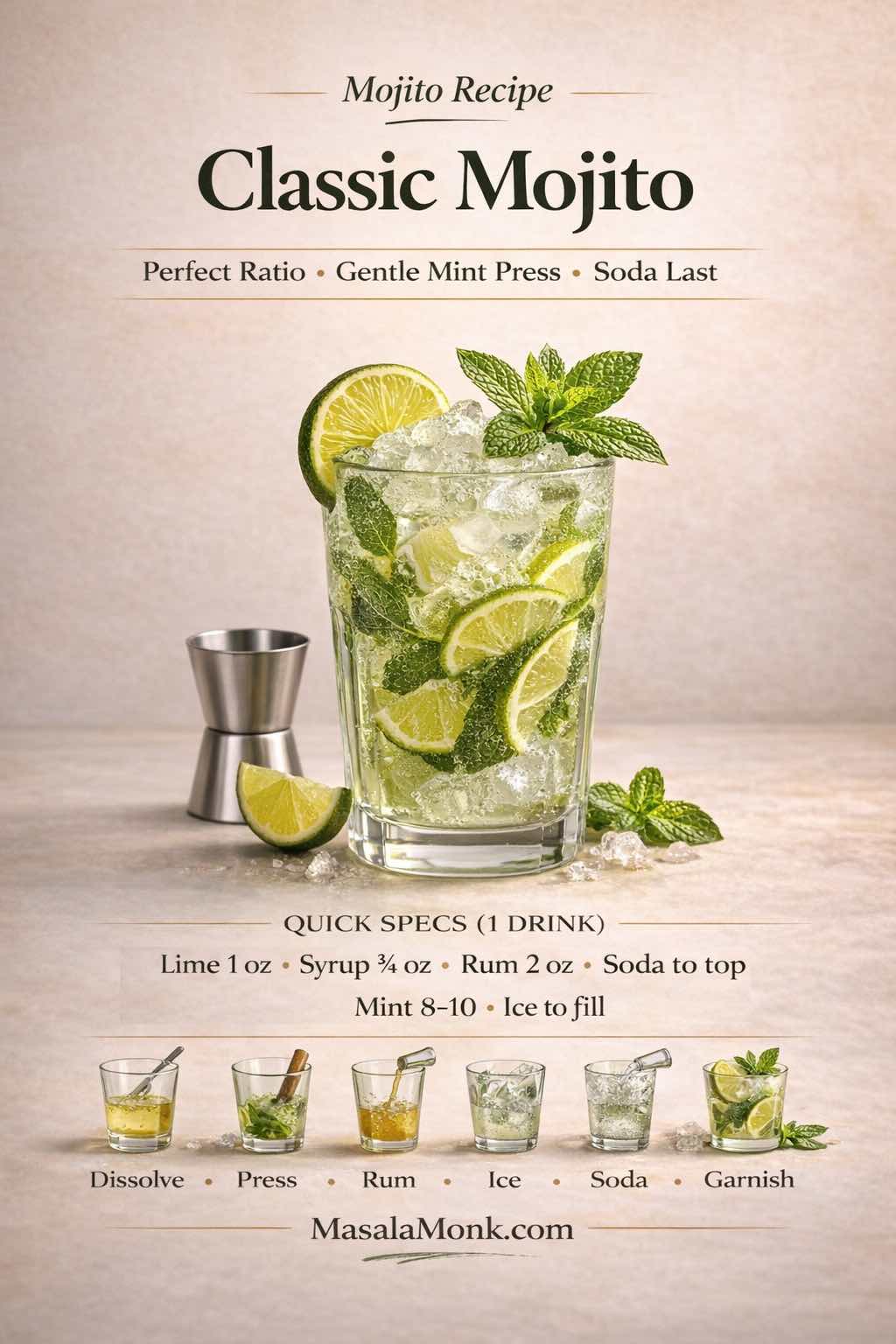 Mojito Recipe (Classic) + Ratios, Mistakes, Mocktail & Variations ...