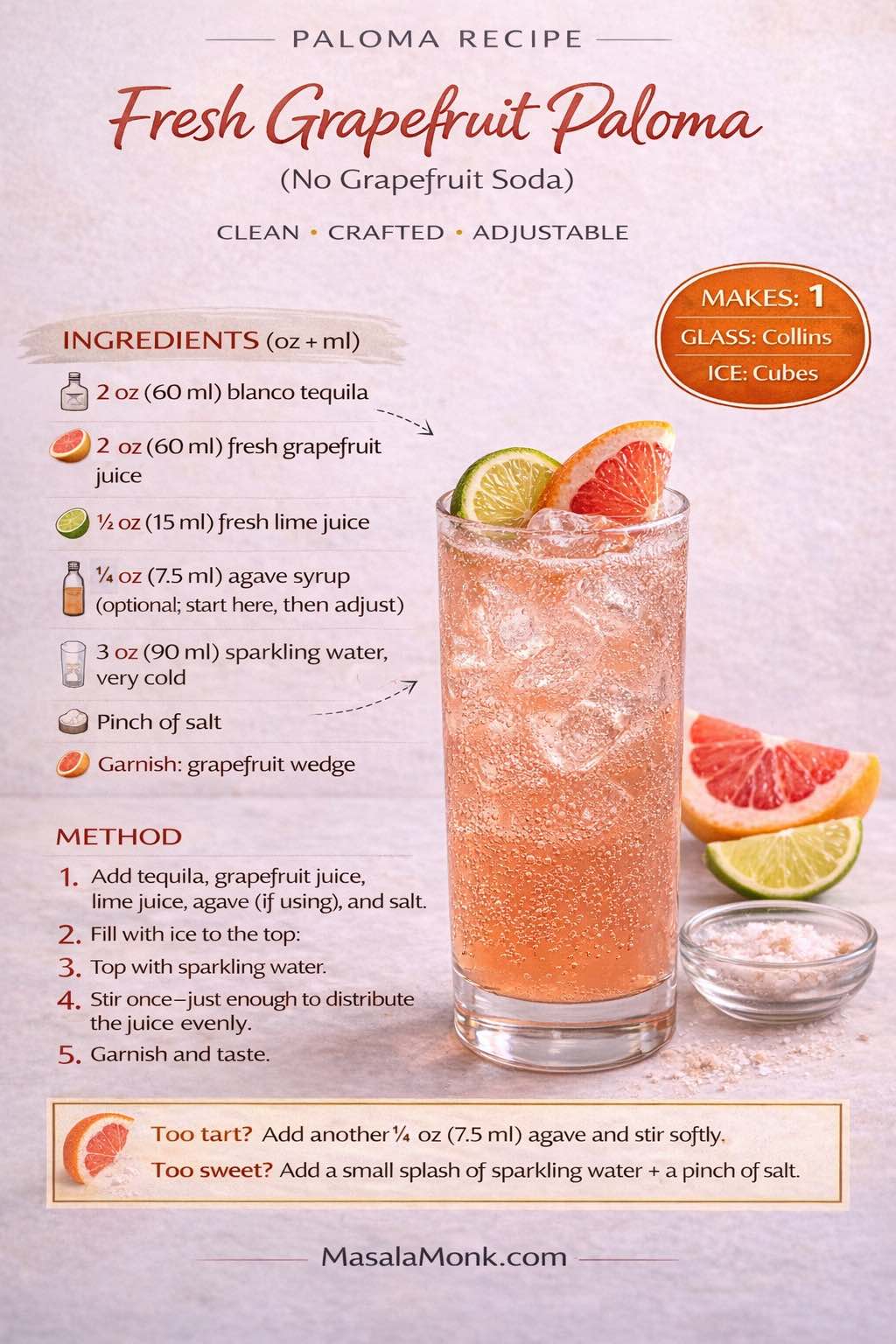 Paloma Recipe: 12 Cocktails (Classic, Fresh, Spicy, Mezcal) | Masala Monk